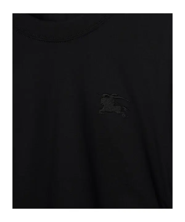 Burberry Ruched Detailed Crewneck T-shirt With Equestrian Knight Pattern - Black