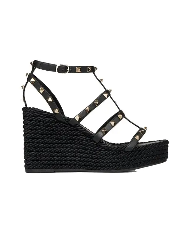 Valentino Garavani Rockstud Wedge Sandals - Black