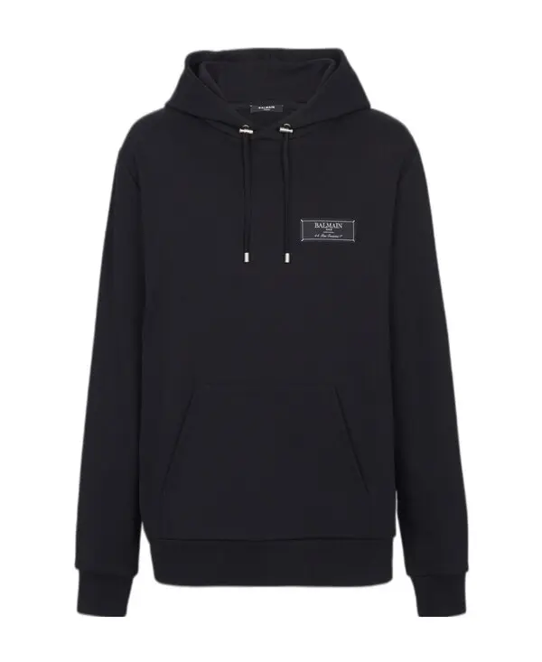 Balmain Logo Patch Drawstring Hoodie