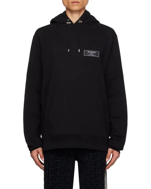 Balmain Logo Patch Drawstring Hoodie