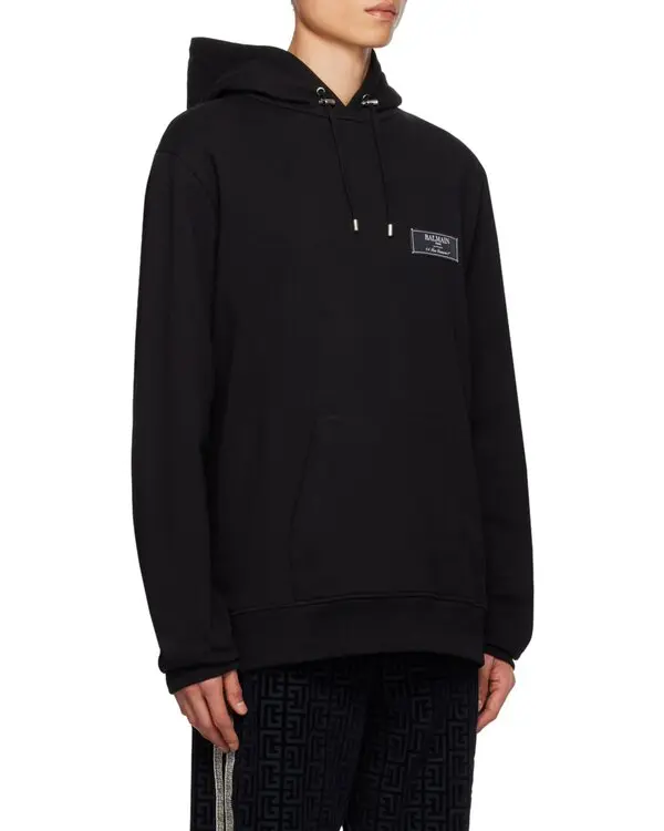 Balmain Logo Patch Drawstring Hoodie