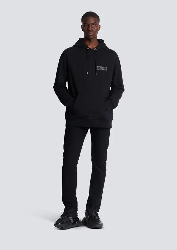 Balmain Logo Patch Drawstring Hoodie