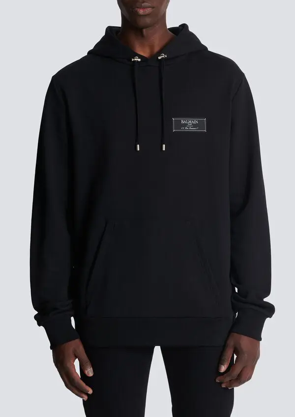 Balmain Logo Patch Drawstring Hoodie