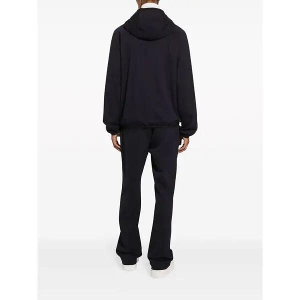 Dolce & Gabbana Logo Plaque Zip-up Jersey Jacket - Black