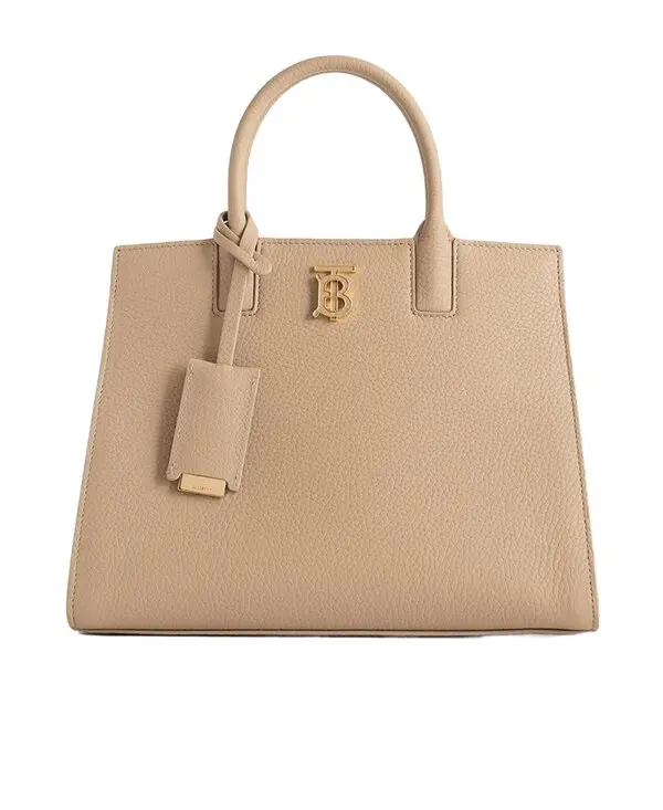 Burberry Frances Tb Plaque Tote Bag - Beige