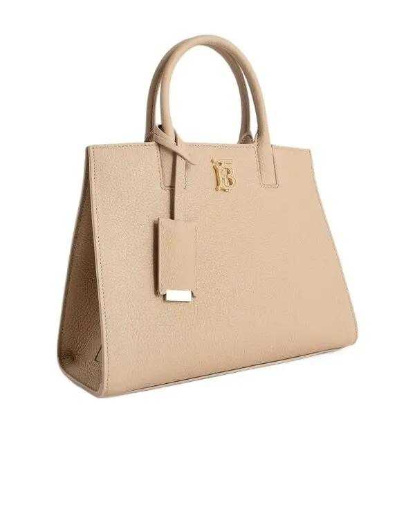 Burberry Frances Tb Plaque Tote Bag - Beige