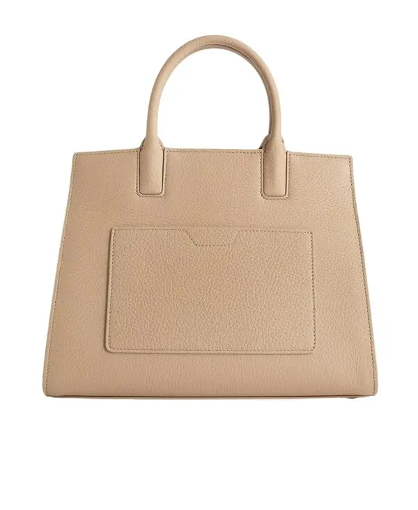 Burberry Frances Tb Plaque Tote Bag - Beige