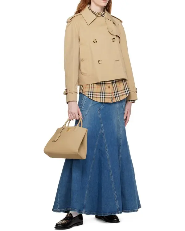 Burberry Frances Tb Plaque Tote Bag - Beige