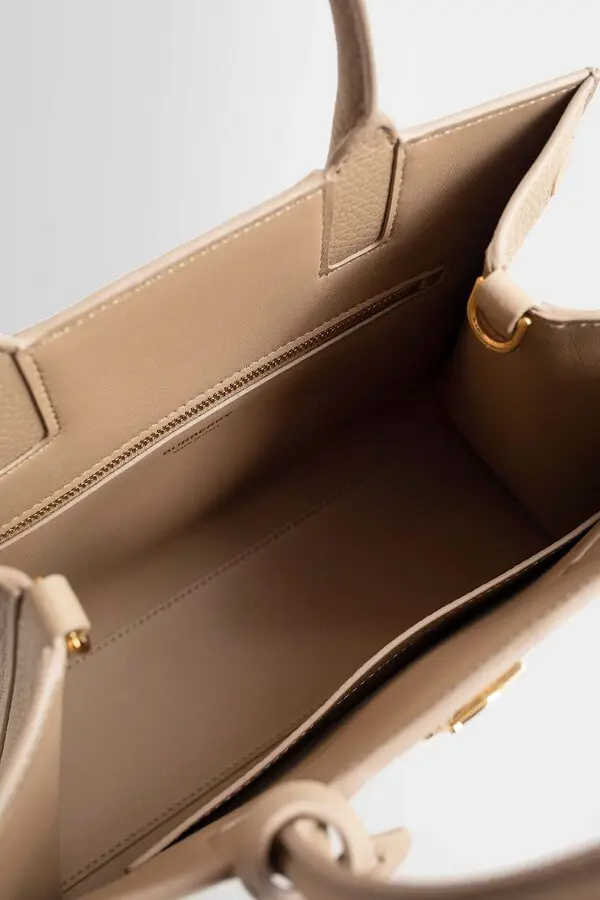 Burberry Frances Tb Plaque Tote Bag - Beige
