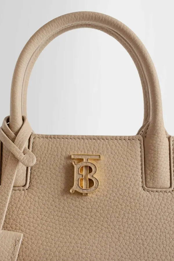 Burberry Frances Tb Plaque Tote Bag - Beige