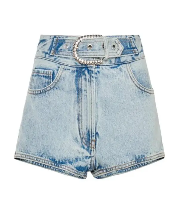 Alessandra Rich Belted Denim Shorts