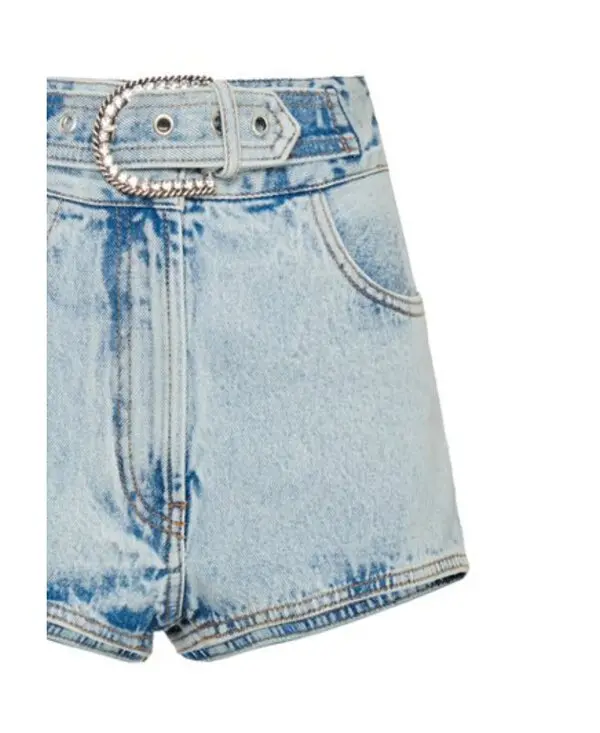 Alessandra Rich Belted Denim Shorts