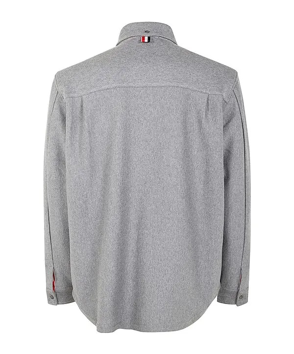 Thom Browne Grey Buttoned Jacket With Striped Detail