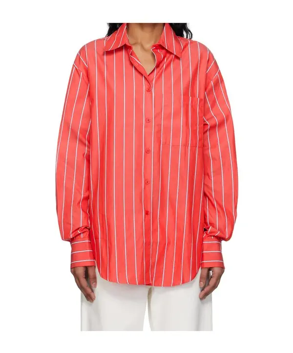 THE FRANKIE SHOP Lui Striped Cotton Shirt - Red  White