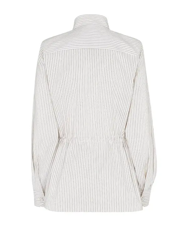 Fendi Striped Ring Buckle Belted Jacket - White