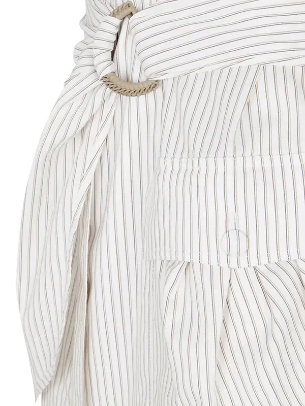 Fendi Striped Ring Buckle Belted Jacket - White
