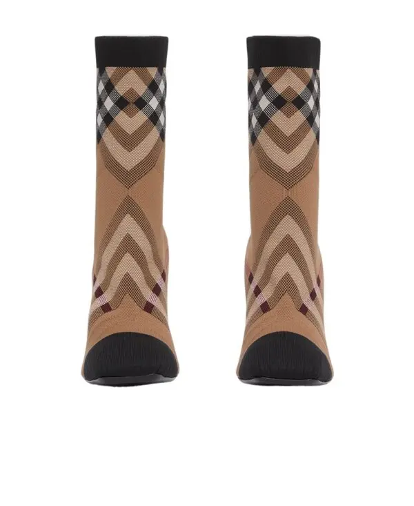 Burberry Knitted Check Sock Boots