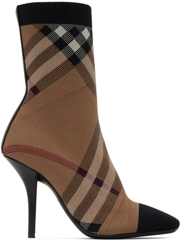 Burberry Knitted Check Sock Boots