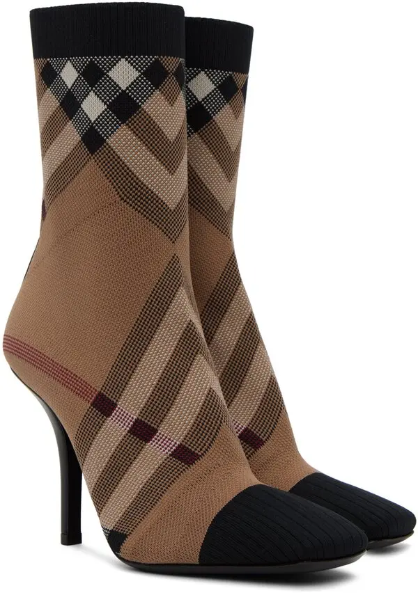 Burberry Knitted Check Sock Boots