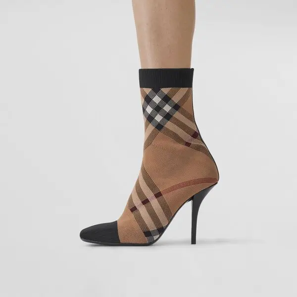 Burberry Knitted Check Sock Boots