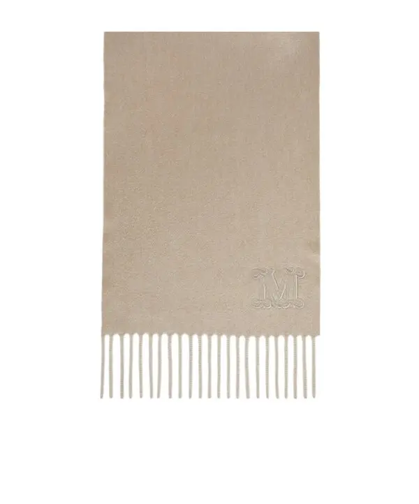 Max Mara Logo Fringed Scarf - Sand-colored