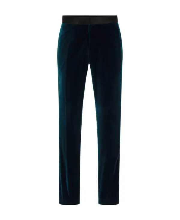 Hugo Boss Velvet Tailored Pants With Logo Detail