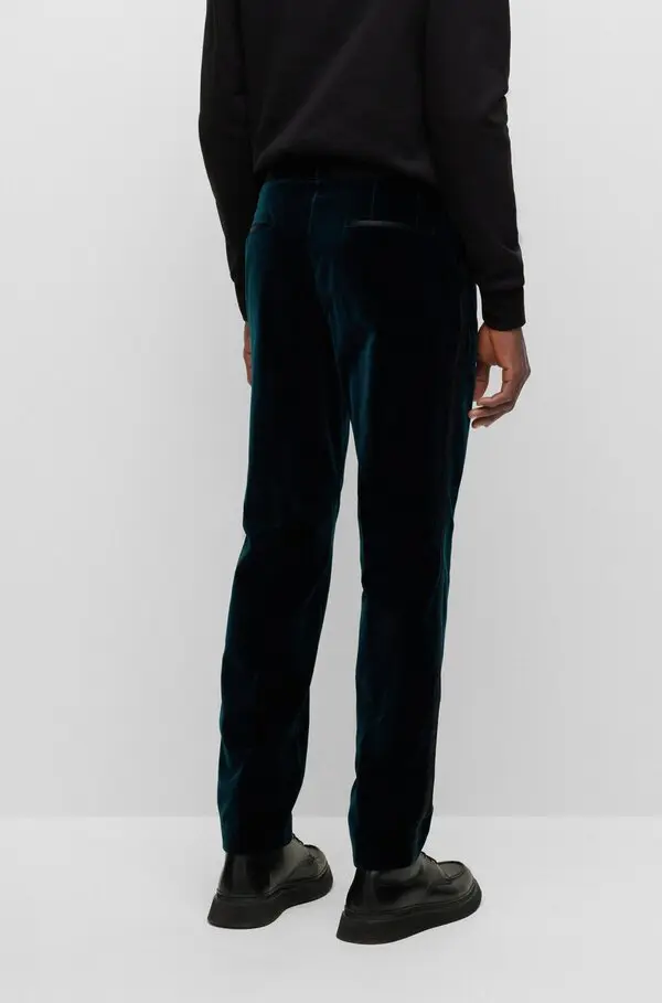 Hugo Boss Velvet Tailored Pants With Logo Detail