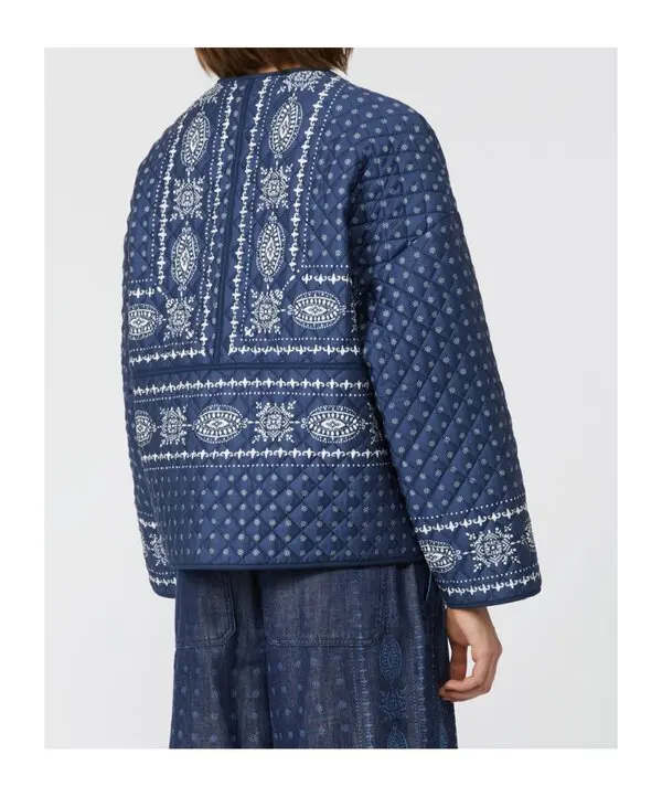 Max Mara Quilted Cotton Jacket - Navy Blue