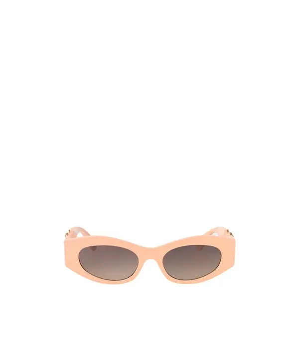 Versace Logo Embellished Oval Sunglasses - Nude