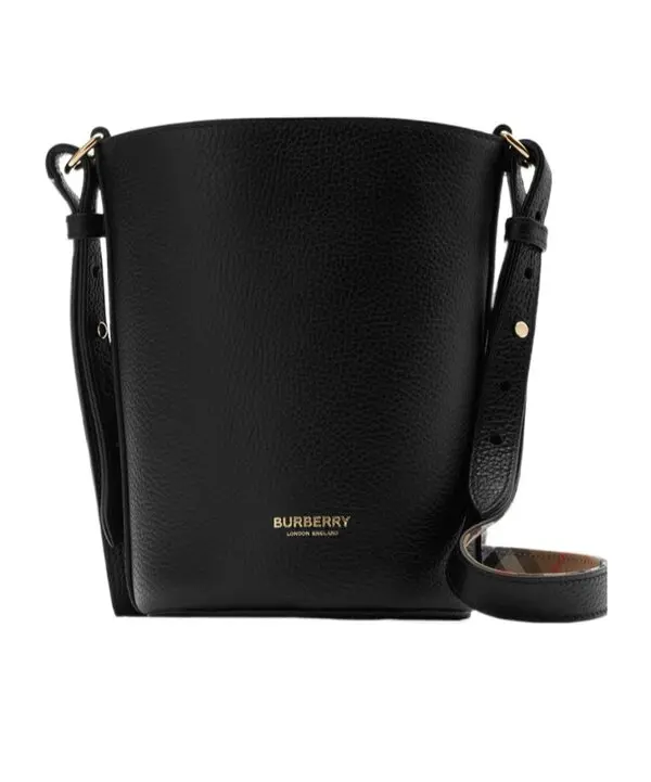Burberry Small Bucket Bag With Top Handle And Removable Shoulder Straps - Black