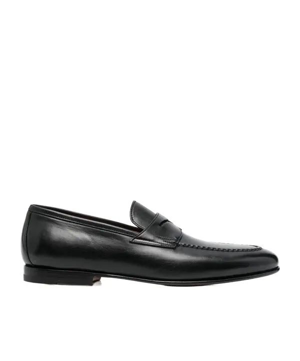 Santoni Penny Leather Loafers - Black