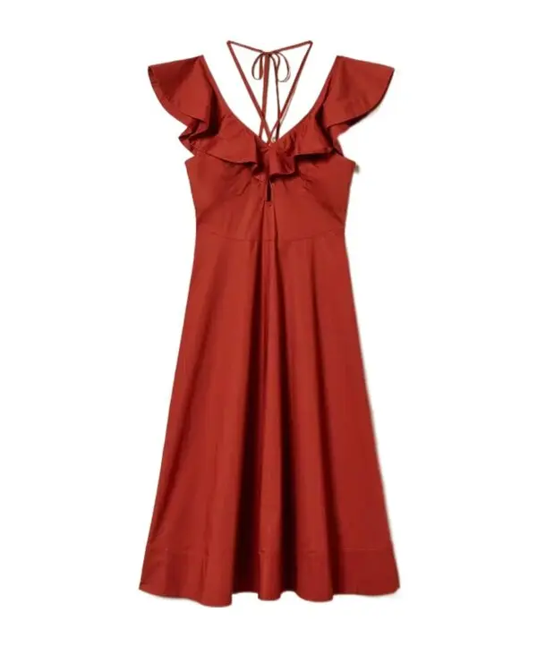 TWINSET Ruffled Open-back Midi Dress - Red