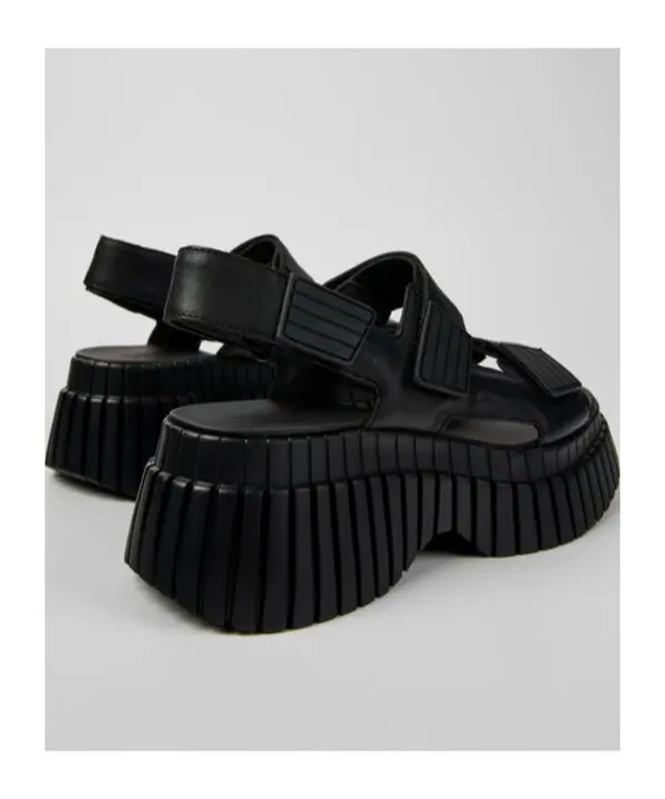 Camper Platform Sandals With Open Toe And Waterproof Sole - Black