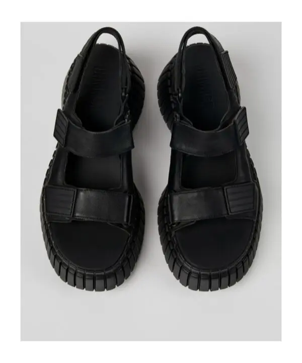 Camper Platform Sandals With Open Toe And Waterproof Sole - Black