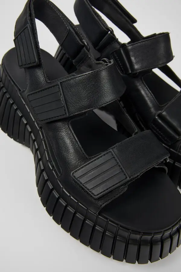 Camper Platform Sandals With Open Toe And Waterproof Sole - Black