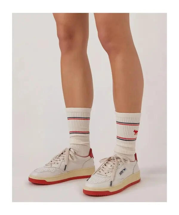 AUTRY X Maison Kitsuné Logo Printed Sneakers - White