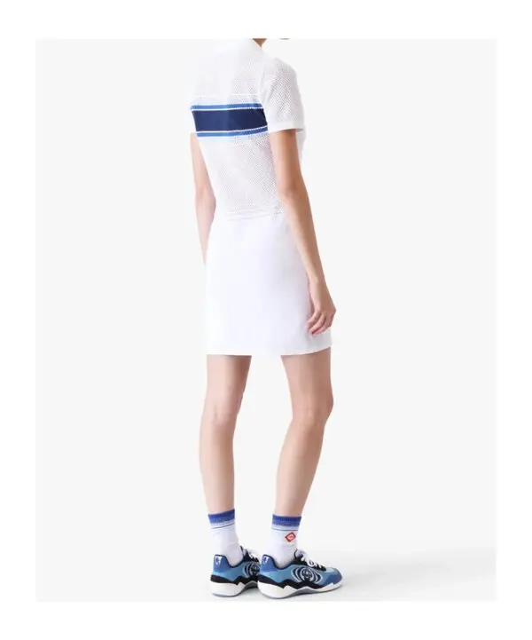 Casablanca Striped Mesh Midi Dress - White/blue