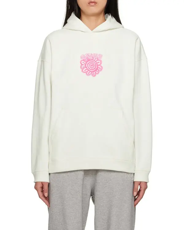 GANNI Logo-appliqué Long-sleeved Hoodie