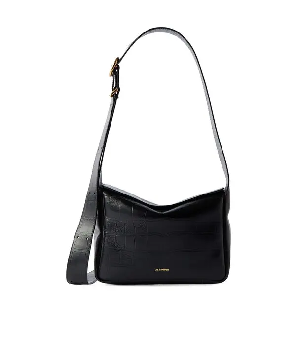 JIL SANDER Embossed Messenger Bag - Black