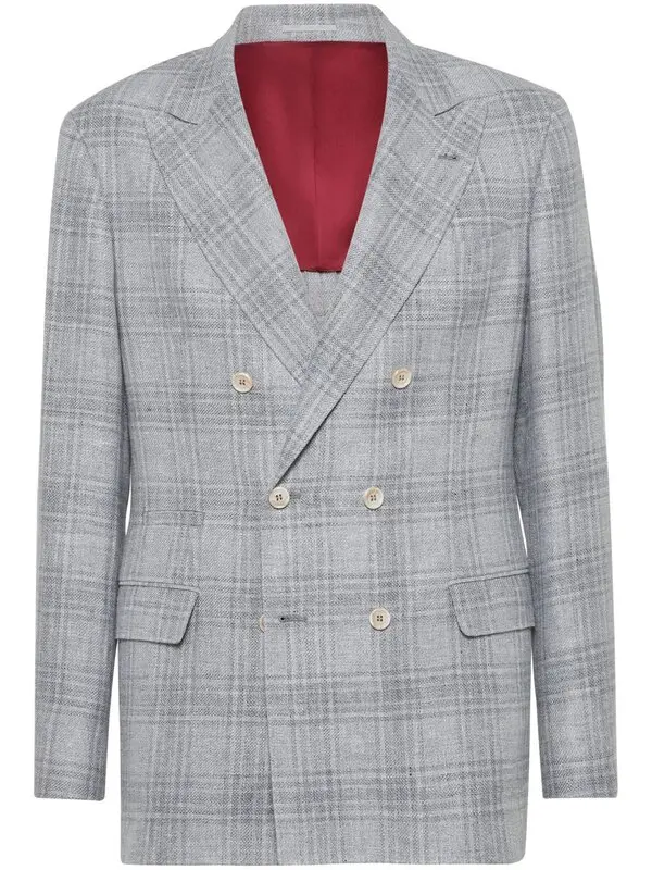 Brunello Cucinelli Prince Of Wales Double-breasted Blazer