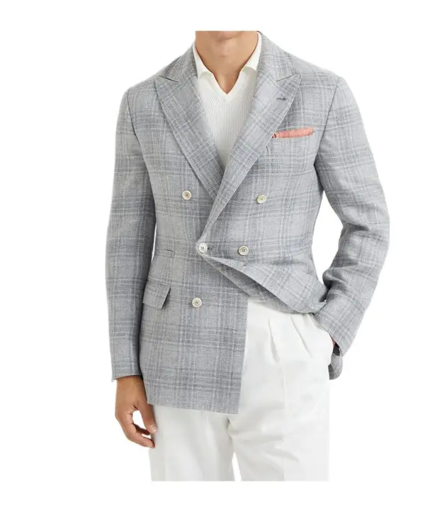 Brunello Cucinelli Prince Of Wales Double-breasted Blazer