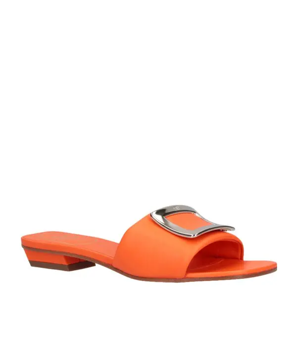 ROGER VIVIER Belle Vivier Metallic Buckle Mules - Arancione