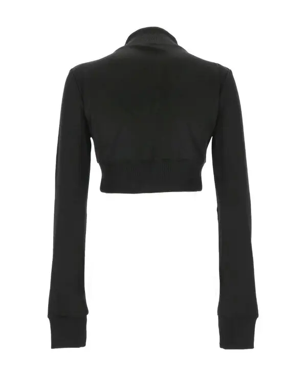COURREGES Courrèges Ribbed Cropped Zip-up Sweatshirt With Stand Collar
