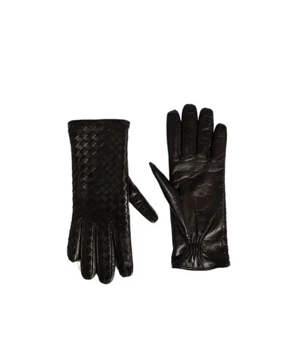 Bottega Veneta Intrecciato Leather Gloves - Black