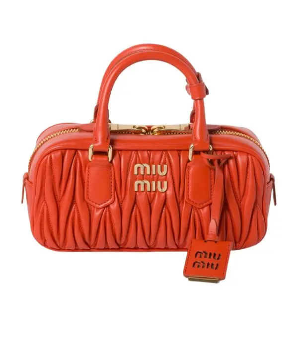 Miu Miu Arcadie Matelassé Nappa Leather Bag - Red