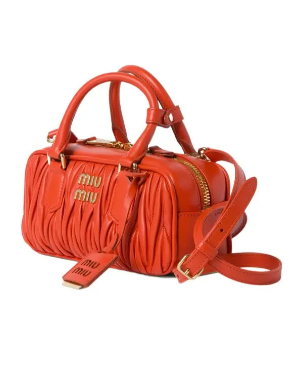 Miu Miu Arcadie Matelassé Nappa Leather Bag - Red