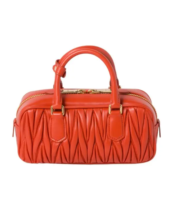 Miu Miu Arcadie Matelassé Nappa Leather Bag - Red
