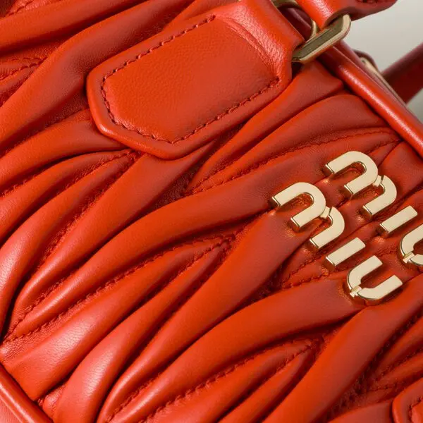 Miu Miu Arcadie Matelassé Nappa Leather Bag - Red