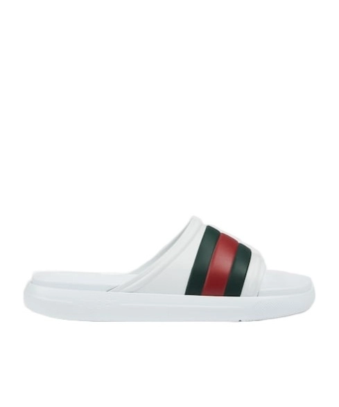Gucci Web Slide Sandals - White