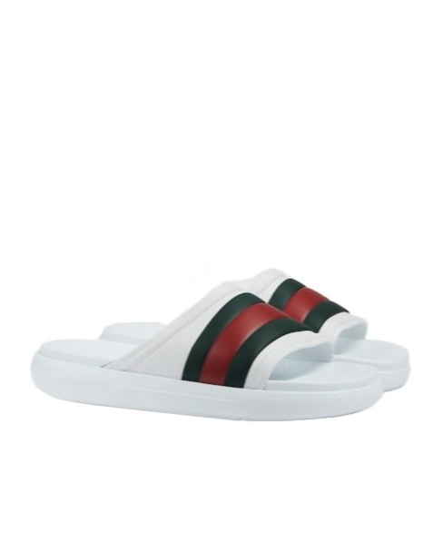 Gucci Web Slide Sandals - White